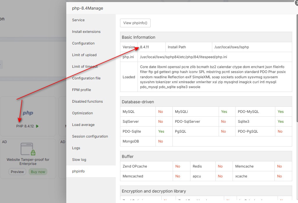 PHP Update - aaPanel - Free Hosting control panel. One-click LAMP/LEMP.
