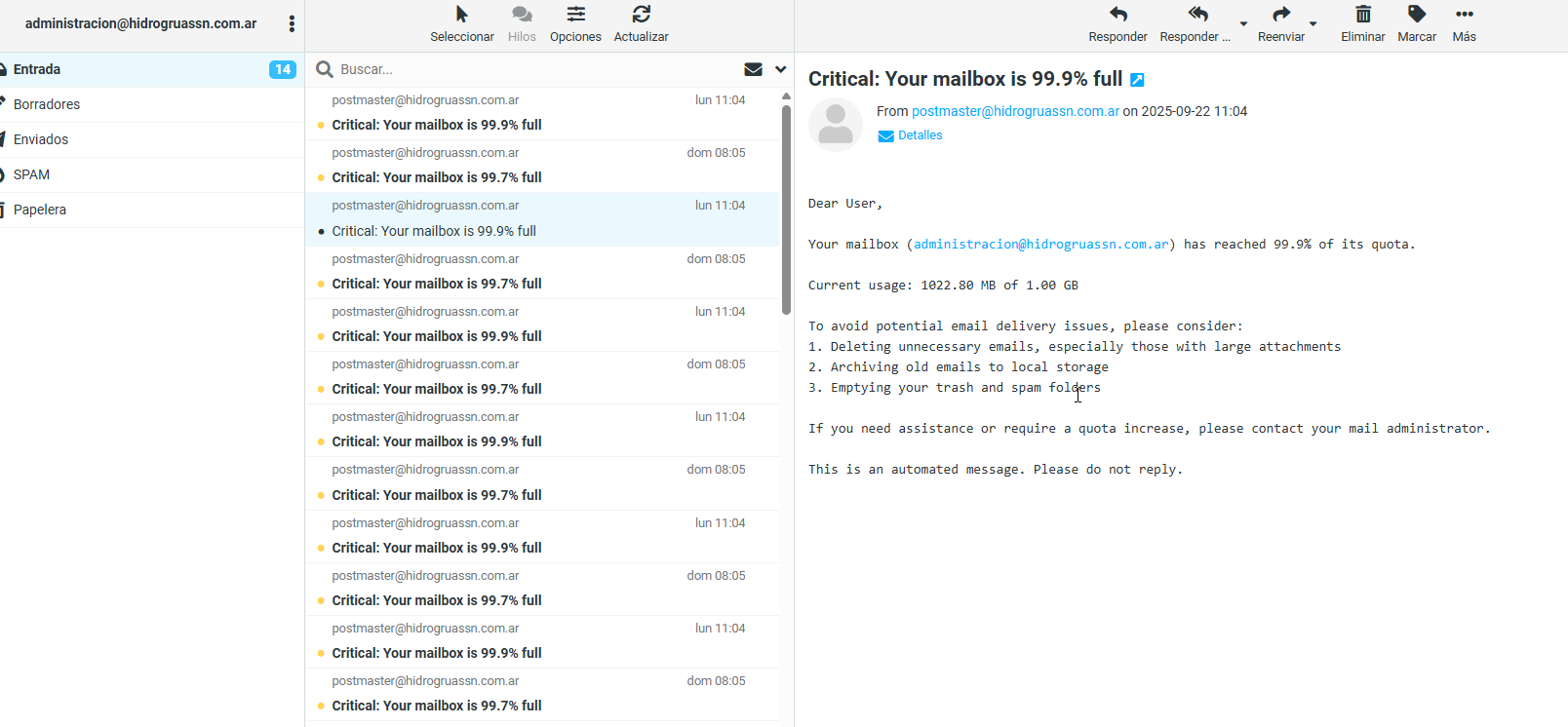 sistem keeps sending notifications about a full mailbox - aaPanel ...